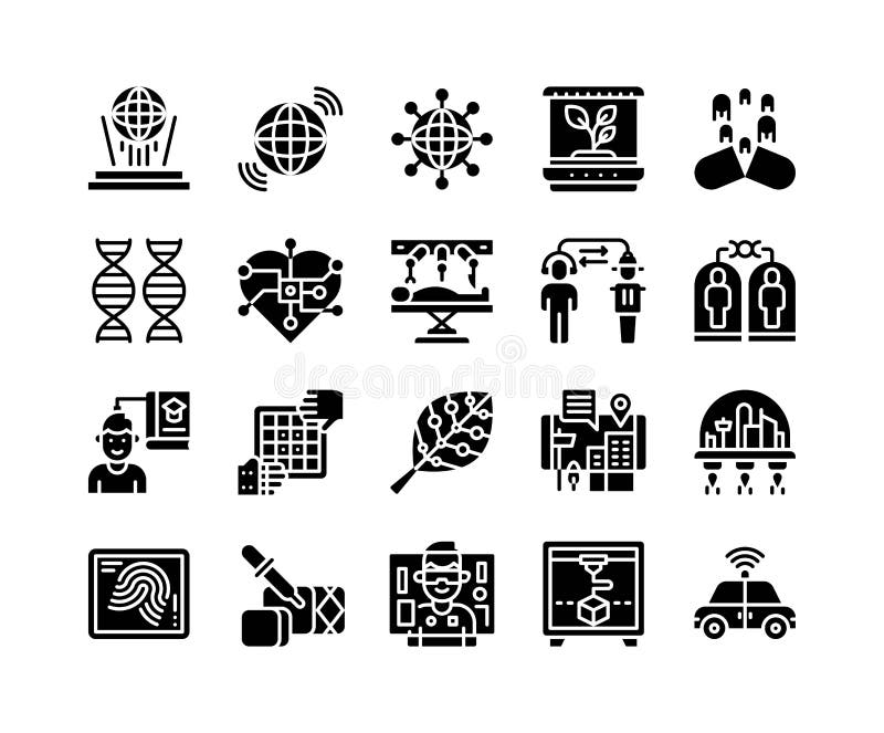 Future Technology Vector Icon Set, Solid Style Stock Vector ...