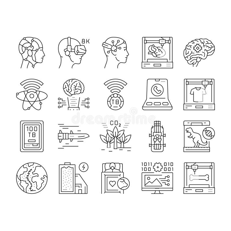Future Techology Digita Modern Icons Set Vector Stock Vector ...