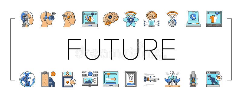Future Techology Digita Modern Icons Set Vector Stock Vector ...