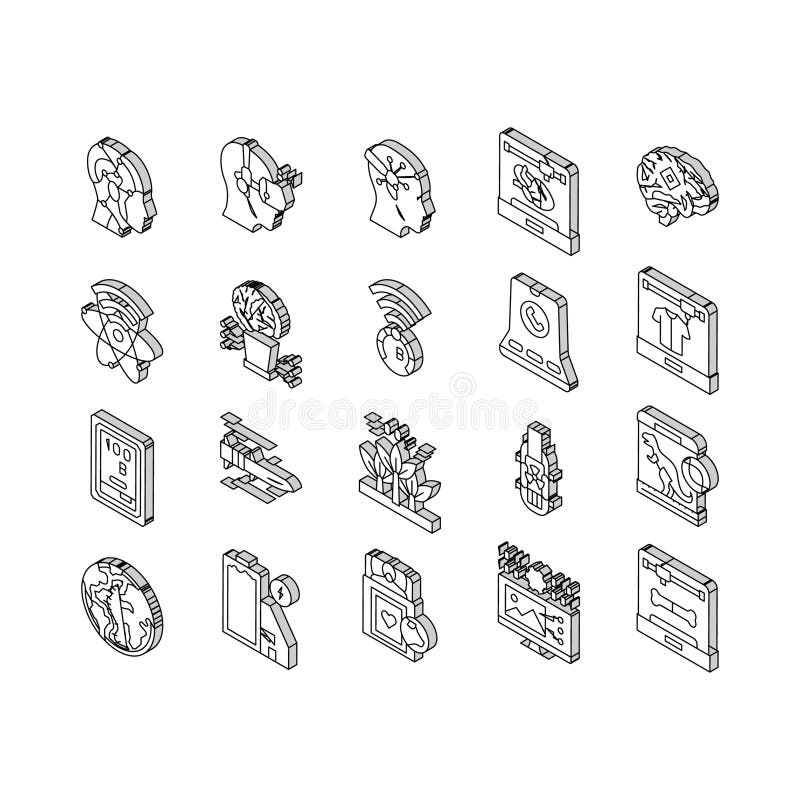 Future Techology Digita Modern Isometric Icons Set Vector Stock Vector ...