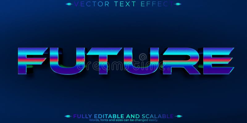 Future Text Effect, Editable Cyber and Tech Text Style Stock Vector ...