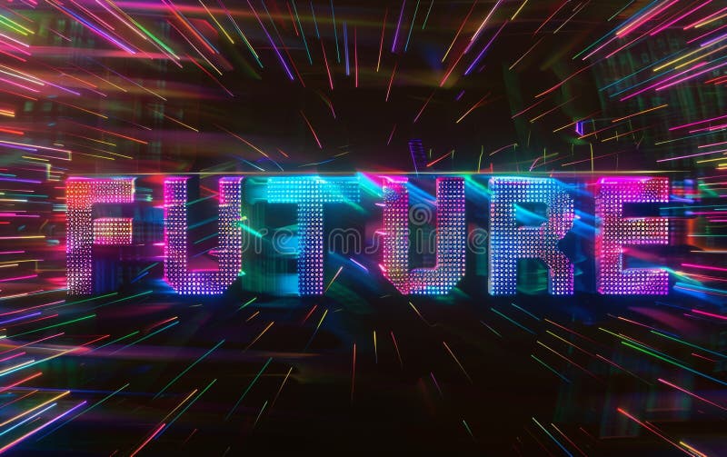 FUTURE Text with Neon Lights and Streaks Stock Image - Image of dazzle ...