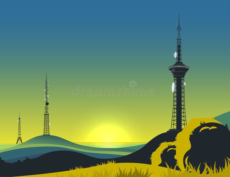 Future Towers Landscape Composition Stock Vector - Illustration of station, radar: 289139412