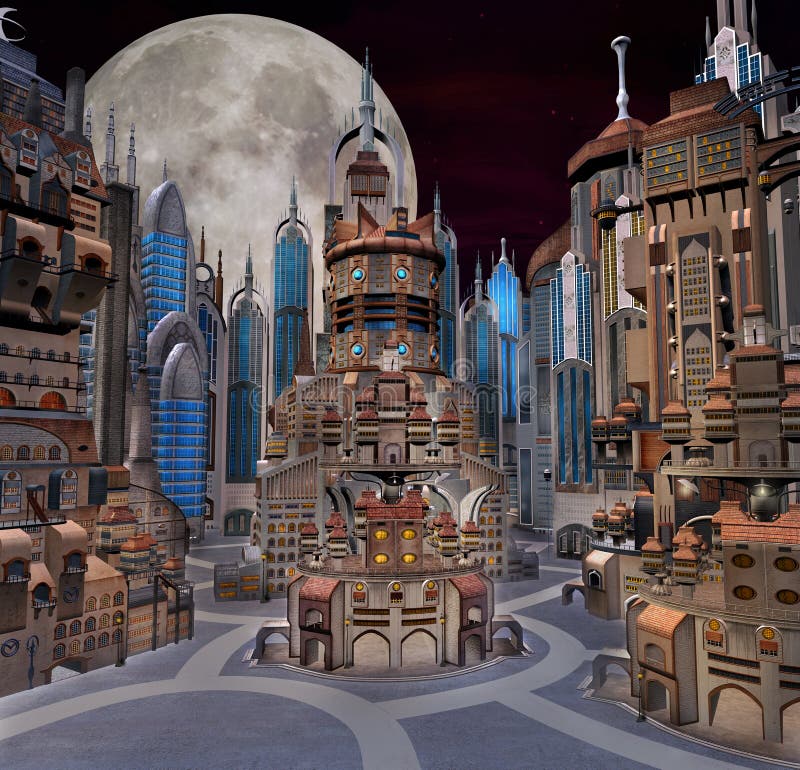 Future town stock illustration. Illustration of flat - 35608441