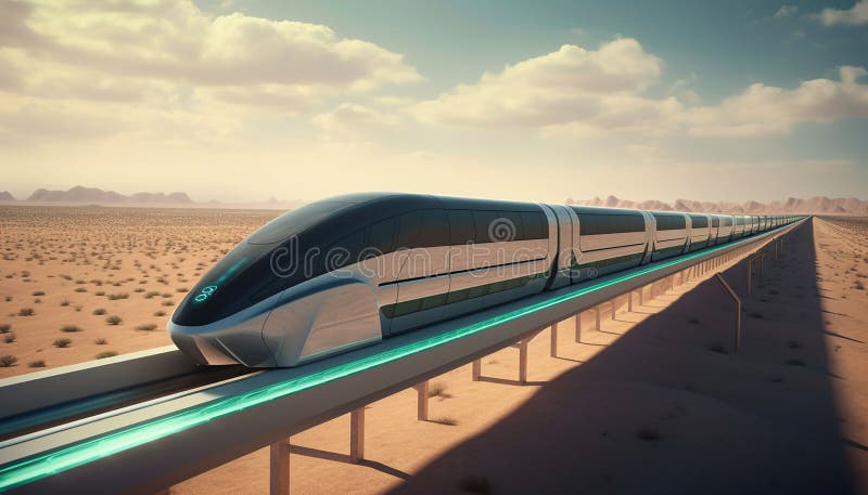 Future Transportation Railway Passing through a Dessert Generative AI ...