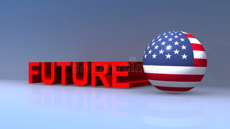 Future and Usa Flag on Blue Stock Illustration - Illustration of flag ...