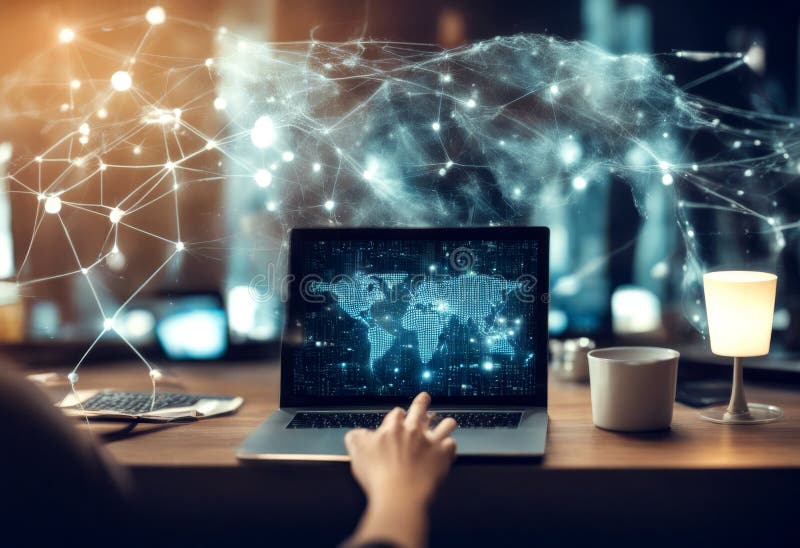 Future Using Tech Global Woman Digital Concept Iot Software Network ...