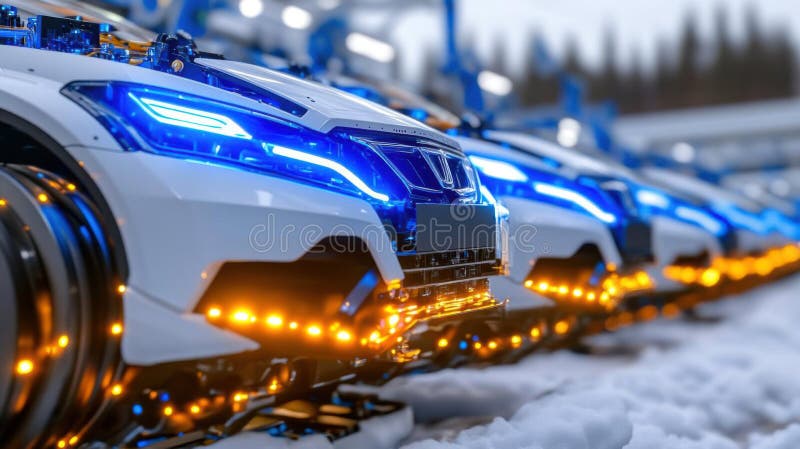 Future Vehicle Assembly Line Stock Illustration - Illustration of ...