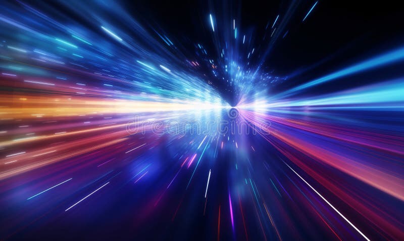 Future Virtual Reality, Motion Effect, Curve of Neon Bright. Highway ...