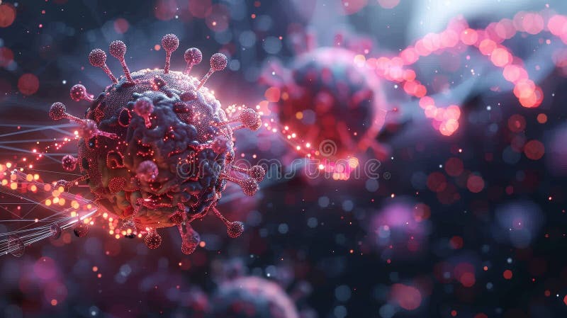 Future Virus Concept with DNA Structure on a Dark Background ...