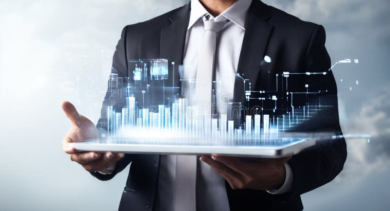 Future Vision: Businessman Presenting Futuristic Interactive Interface ...