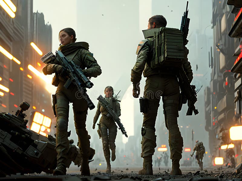 Future War, Generative AI Illustration Stock Illustration ...