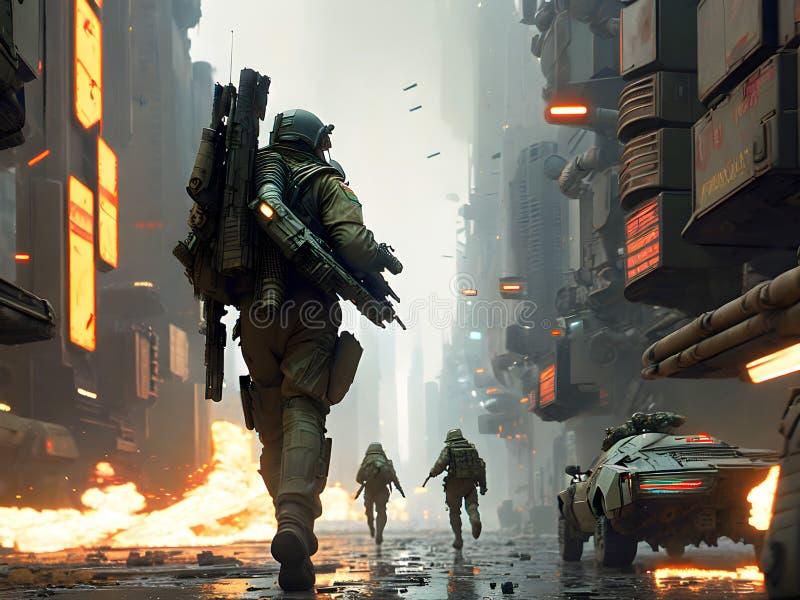 Future War, Generative AI Illustration Stock Illustration ...