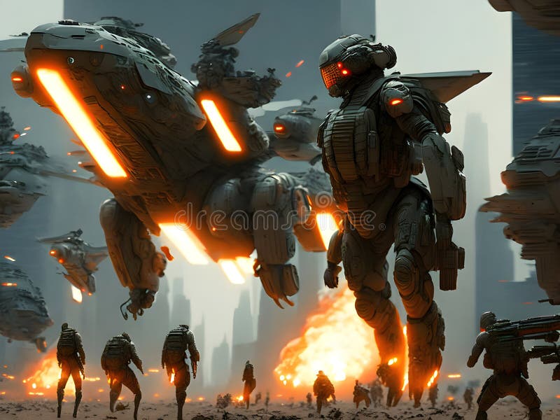Future War, Generative AI Illustration Stock Illustration ...
