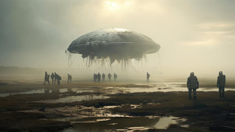 War between Humans and Aliens Stock Illustration - Illustration of ...