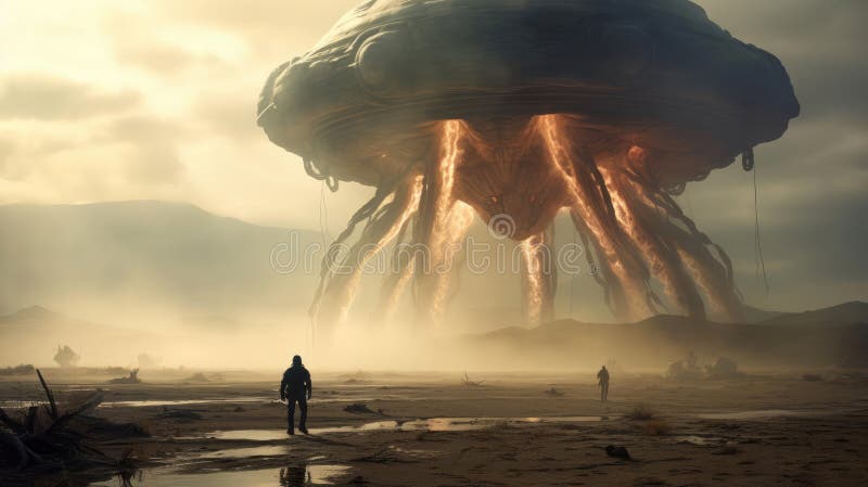 War between Humans and Aliens Stock Illustration - Illustration of ...