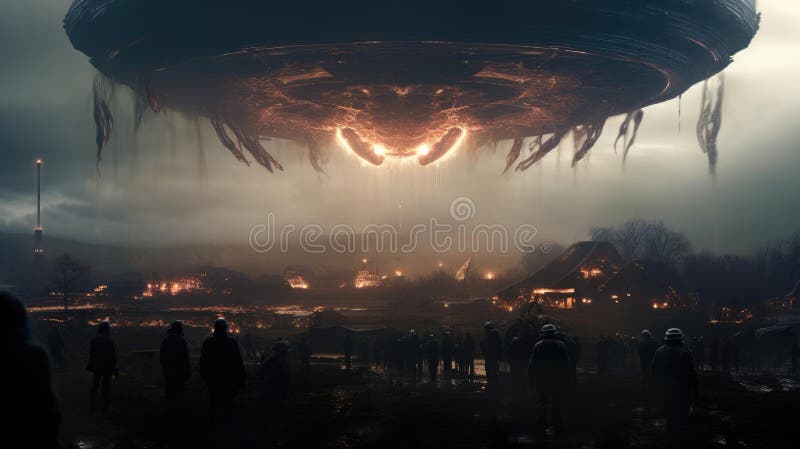 War between Humans and Aliens Stock Illustration - Illustration of ...