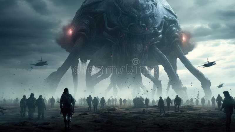 War between Humans and Aliens Stock Illustration - Illustration of ...