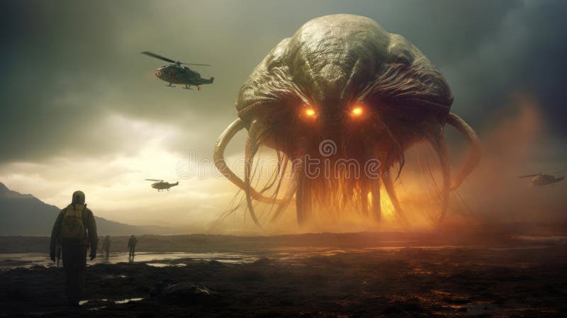 War between Humans and Aliens Stock Illustration - Illustration of ...