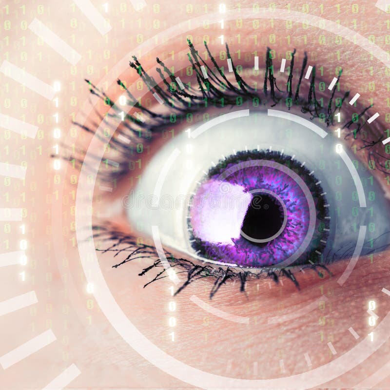 Future Woman with Cyber Technology Eye Panel Stock Illustration ...