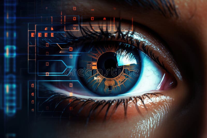 Future Woman Futuristic Secure Closeup Female Focus Technology Eye Scan ...