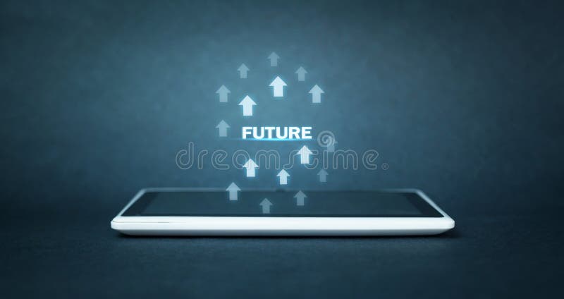 FUTURE Word through Magnifying Glass on Keyboard on the Chart Stock ...