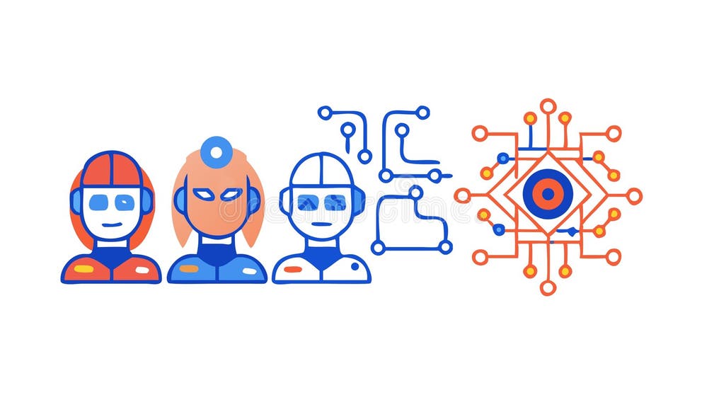 Future Workforce, Professionals and AI Integration, Vector Design ...