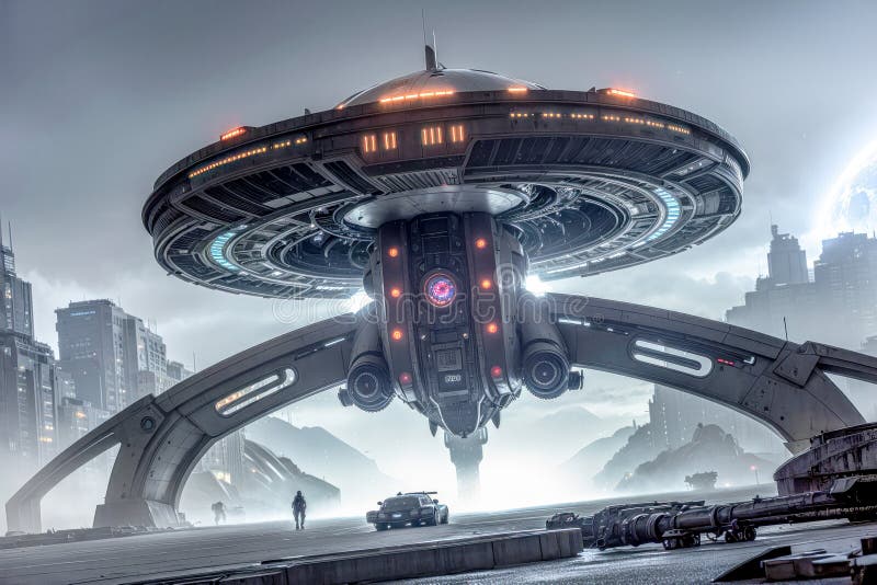 Illustration of Alien Transportation and Architecture in a Future World ...