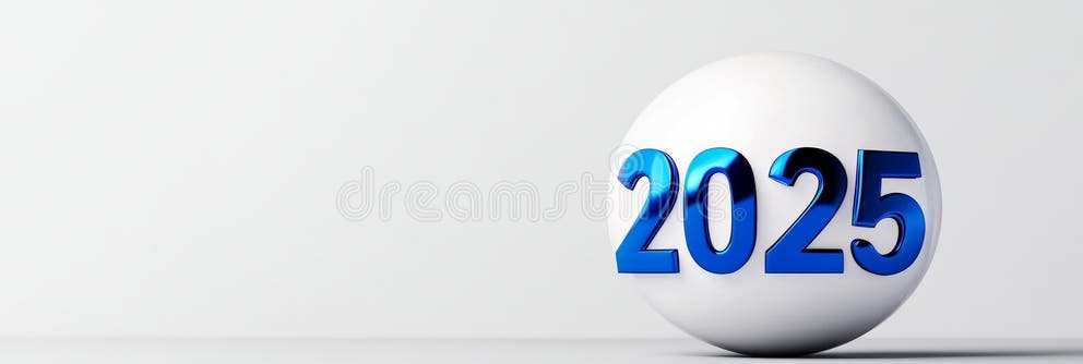Future Year 2025 with Light Gray Background a Spherical Object Displays ...