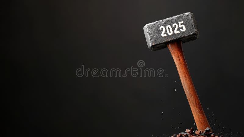 Future Year Sign with Hammer Symbolizing 2025 a Striking Image of a ...