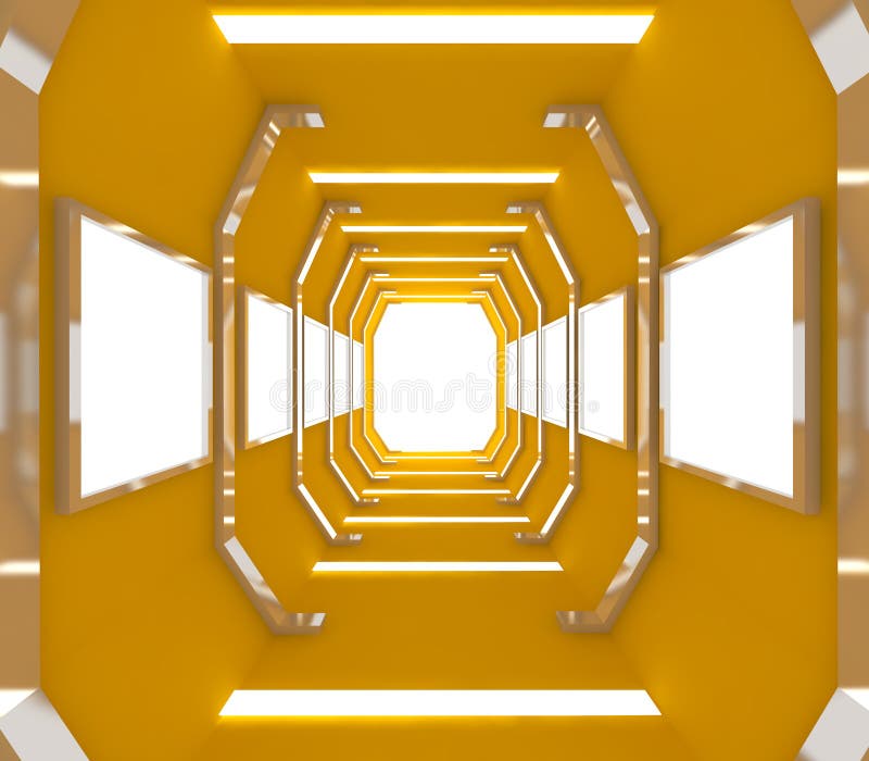 Future Yellow Empty Room stock illustration. Illustration of flat ...