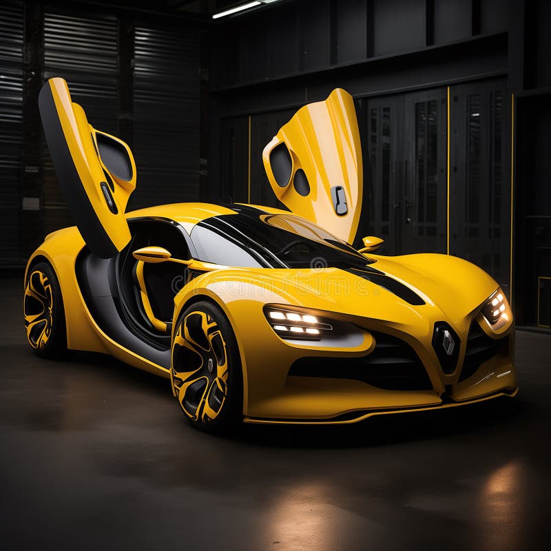 The Future in a Yellow Sports Car Stock Illustration - Illustration of ...