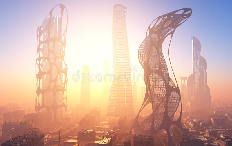 FutureBeautiful City of Fantasy Stock Illustration - Illustration of ...