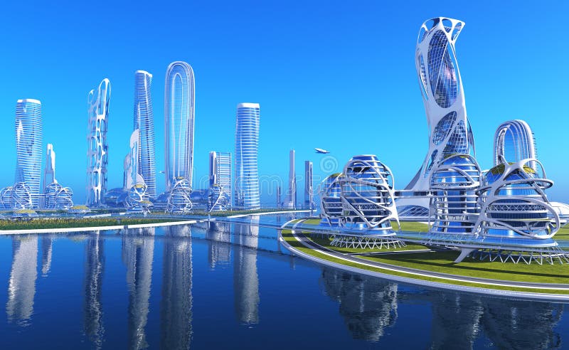 FutureBeautiful City of Fantasy Stock Illustration - Illustration of ...