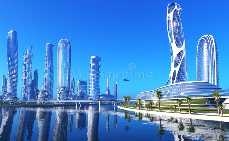 FutureBeautiful City of Fantasy Stock Illustration - Illustration of ...