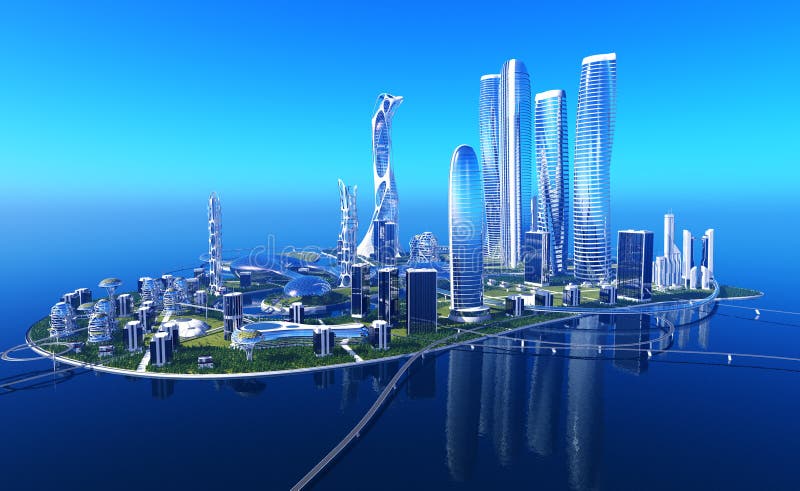 FutureBeautiful City of Fantasy Stock Illustration - Illustration of ...