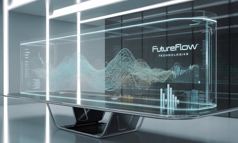 FutureFlow Technologies Holographic Table Stock Illustration - Illustration of facade, screen ...