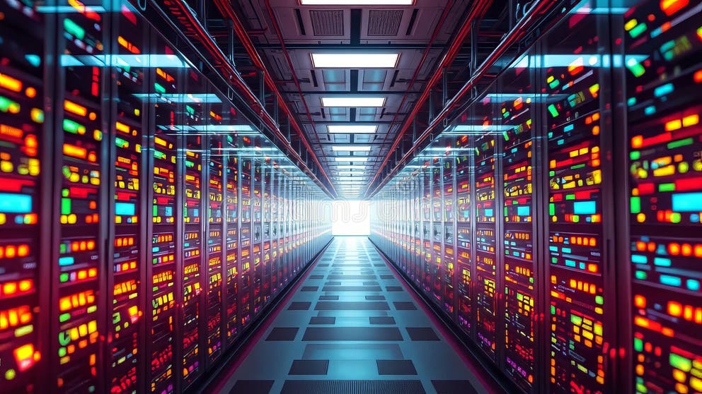 Powering Futuristic Server Farm Network Stock Illustrations – 32 ...