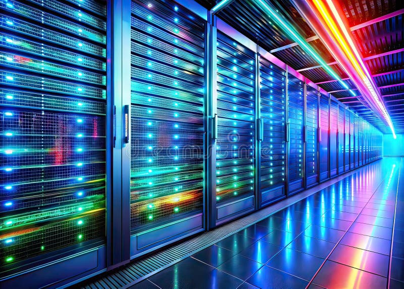 FutureForward Data Center HighSpeed Binary Transmission Glowing ...