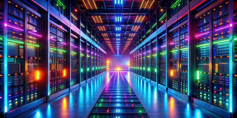 FutureForward Data Center a NeonLit Symphony of Computing Power and ...