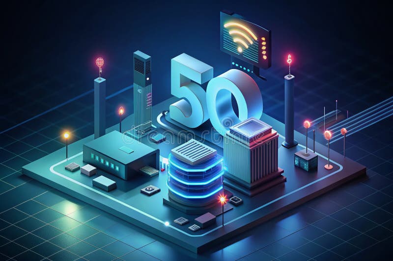FutureForward 5G Network Infrastructure Isometric Illustration of ...