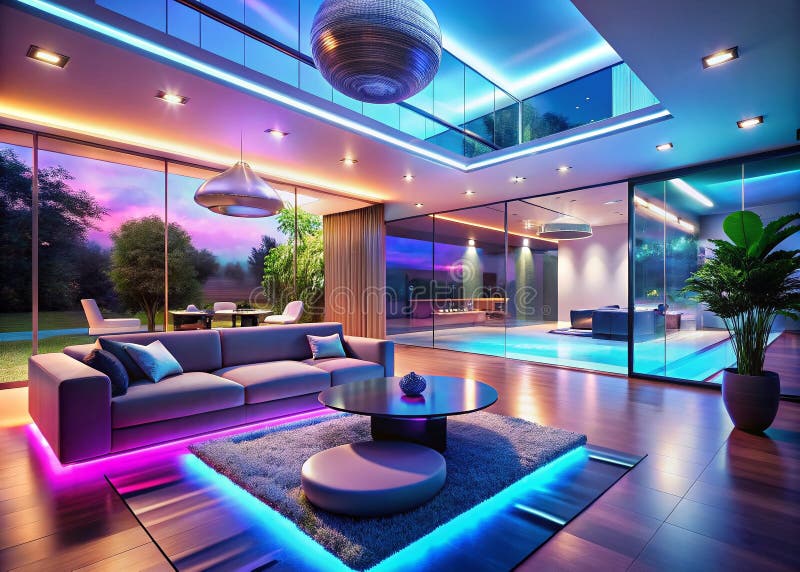 FutureForward Smart Home Villa Interior Interactive Mockup with ...