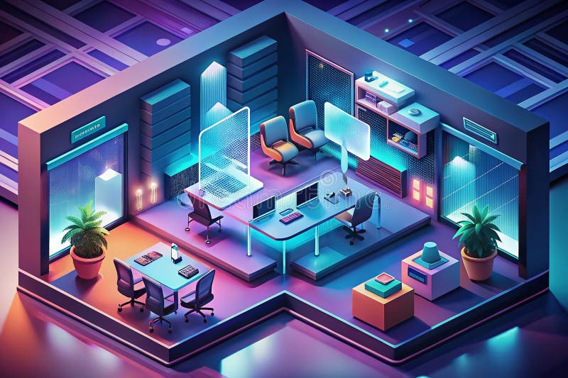 FutureForward Smart Office Design Isometric View of Modern Conference ...