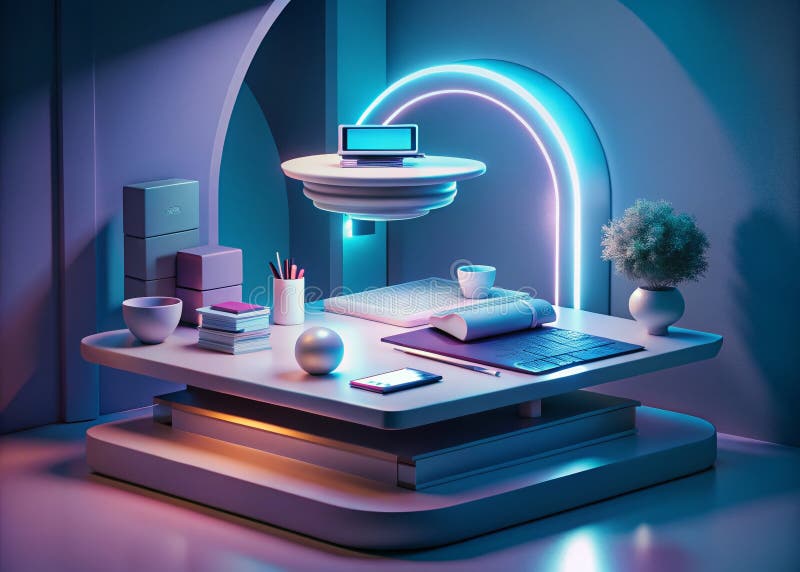 FutureForward Study Space a Sleek Minimalist 3D Model Desk Designed for ...
