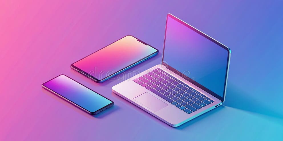 FutureForward Tech an Isometric View of Modern Laptop and Smartphone ...