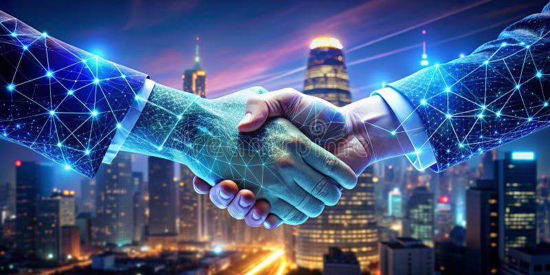 FutureProofing Partnerships a Digital Handshake Symbolizing Innovation ...