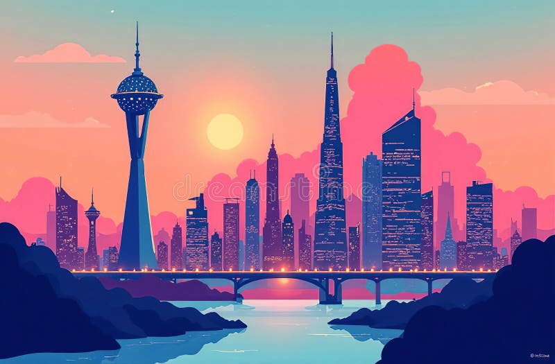 Futurism Science Fiction, Cyber City, Panorama Virtual Reality. AI ...