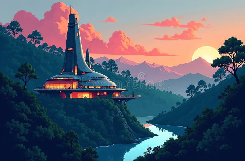 Futurism Science Fiction, Cyber City, Panorama Virtual Reality. AI ...