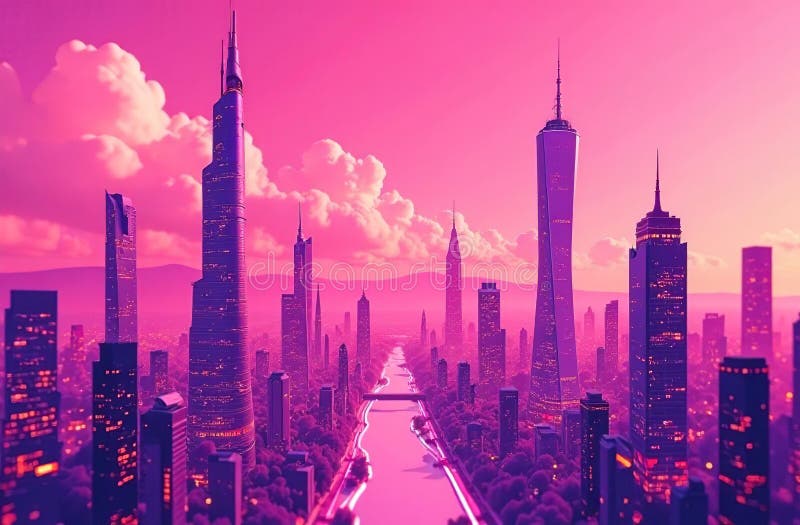 Futurism Science Fiction, Cyber City, Panorama Virtual Reality. AI ...