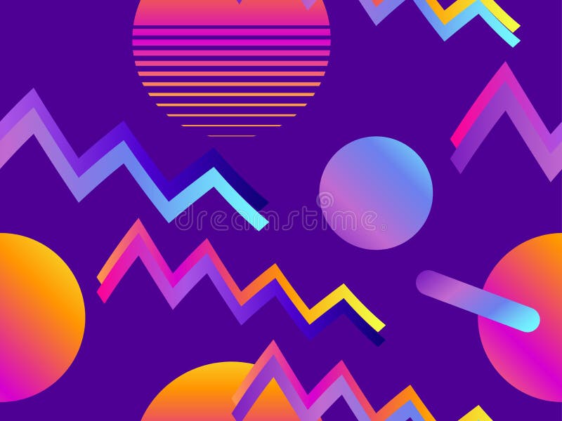 Futurism Seamless Pattern. Gradient Shape in the Style of 80s ...